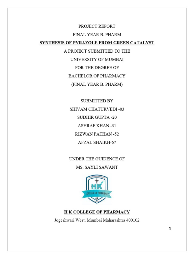 Final Year Project | Download Free PDF | Medicinal Chemistry | Pharmacology Final Year Project | Download Free PDF | Medicinal Chemistry | Pharmacology