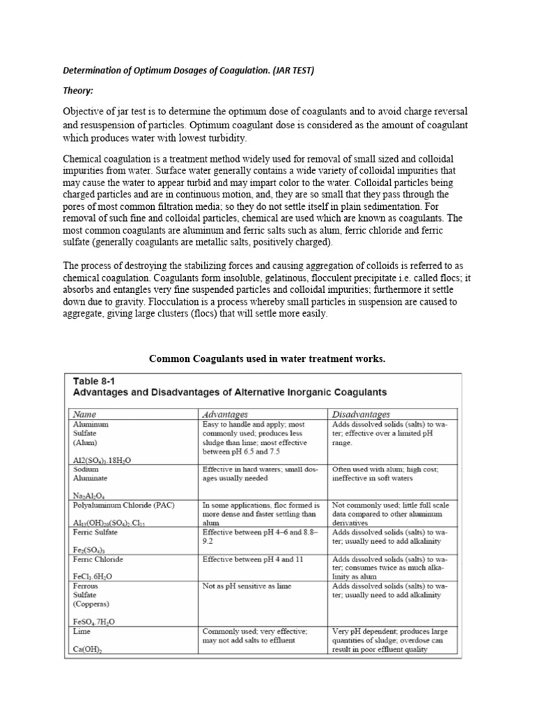 Alum's Alkalinity Requirement in Flocculation | PDF | Chemical ...