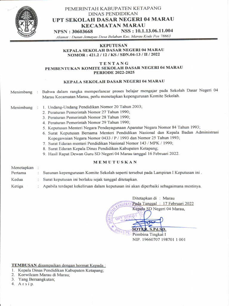 SK KOMITE SEKOLAH 2022 | PDF