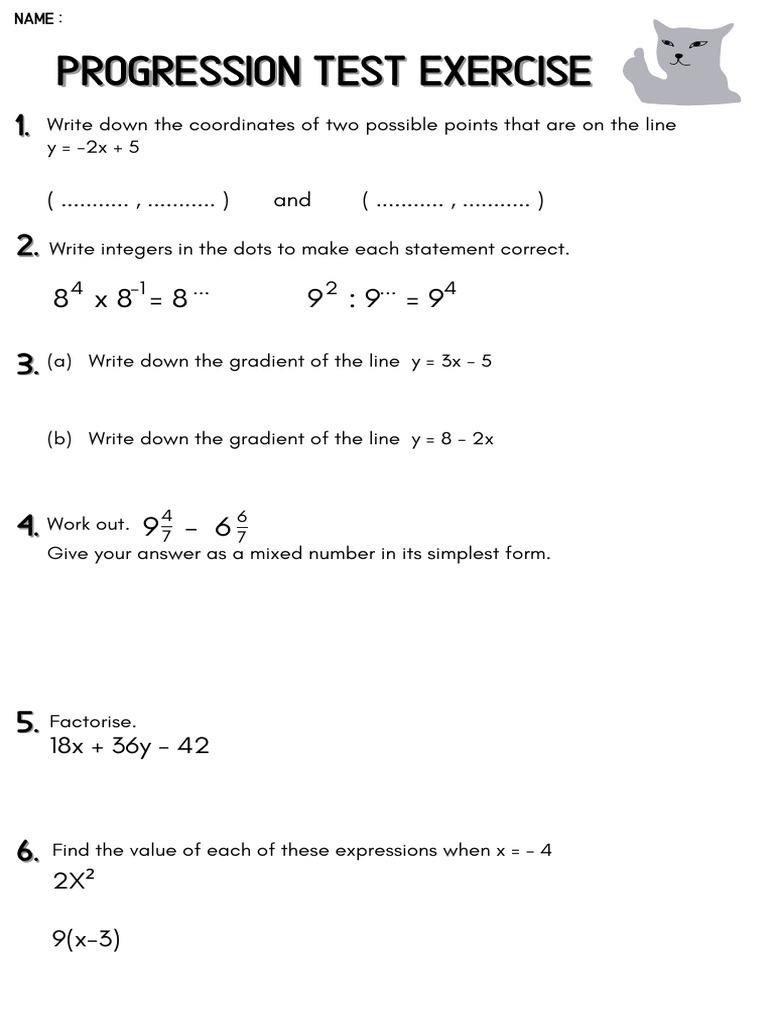 Progression Test Exercise Grade 78 | PDF | Mathematics | Geometry