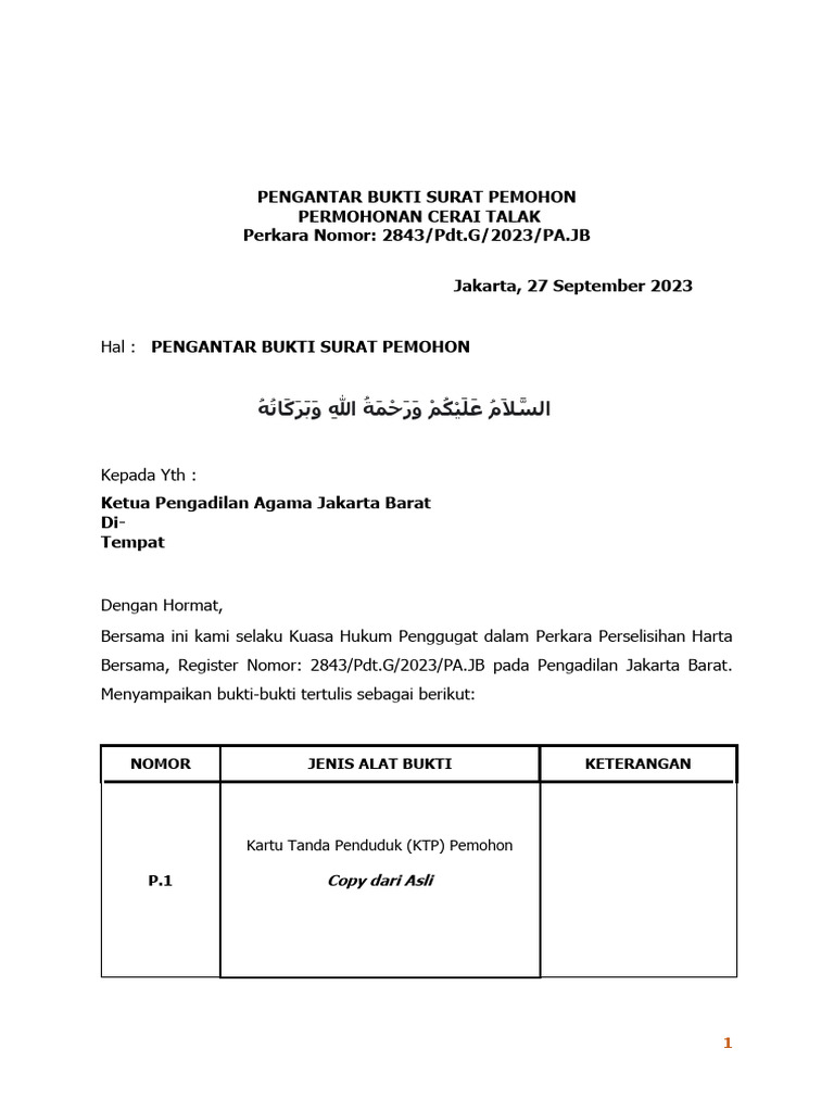 Daftar Bukti Untuk Persidangan | PDF