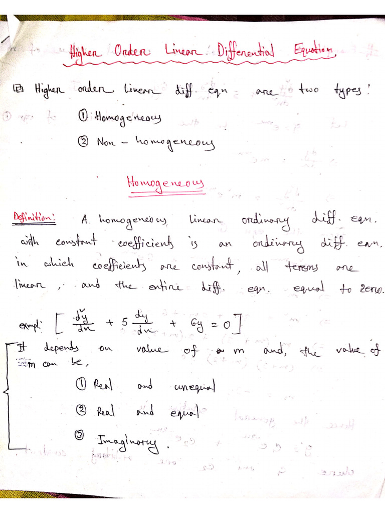 Higher Order Differential Equation | PDF