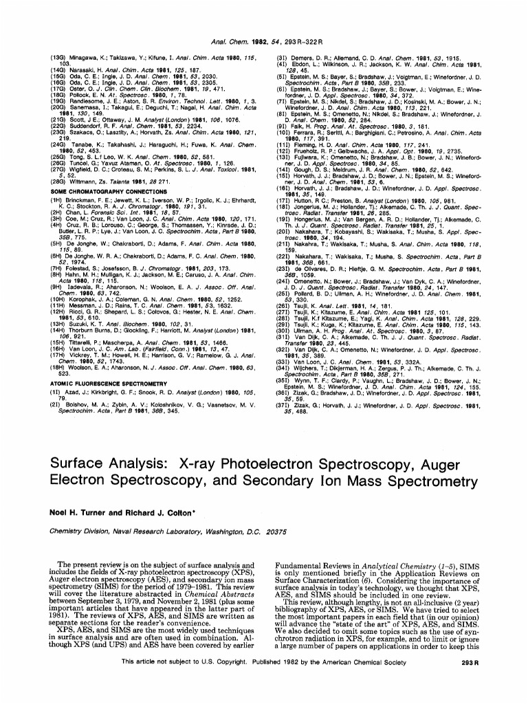 Surface Analysis X-Ray Photoelectron Spectroscopy, Auger Electron Spectroscopy, and Secondary ...