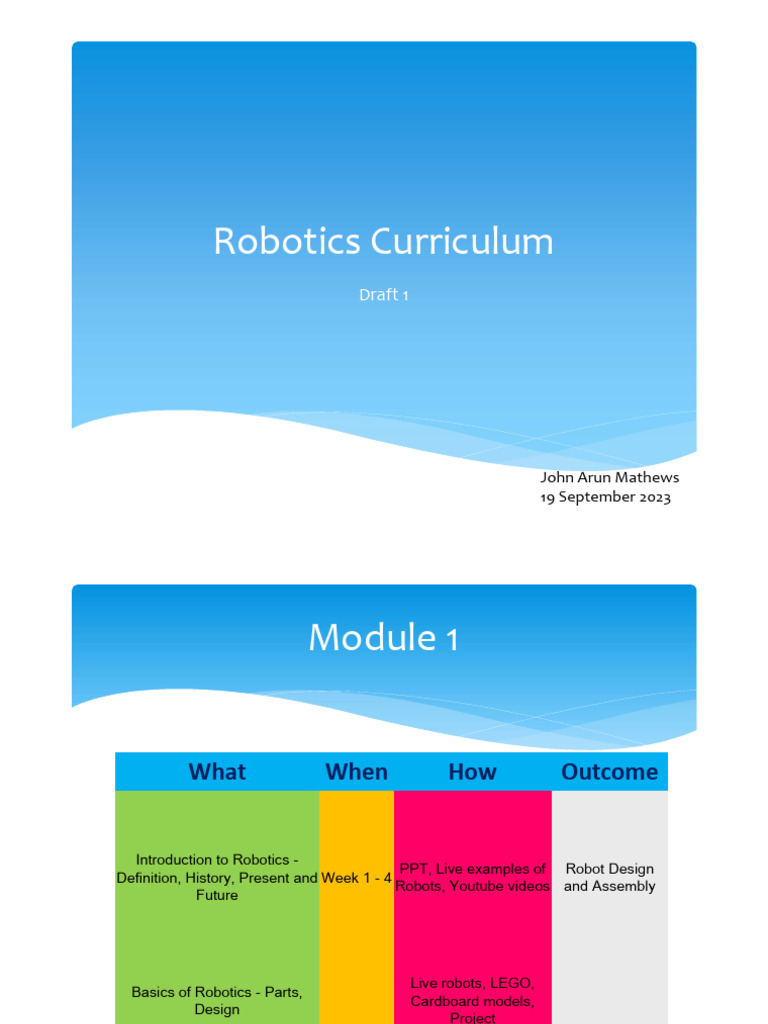 Robotics Curriculum Draft 1 | PDF | Robot | Robotics