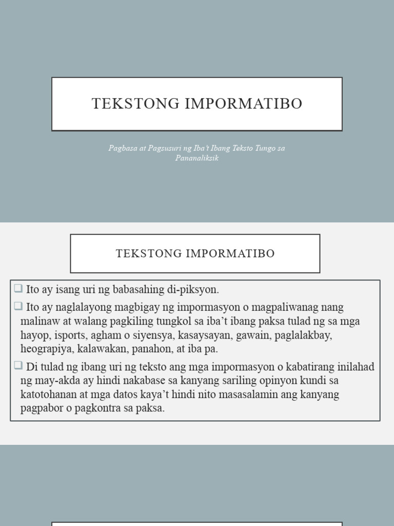 Tekstong Impormatibo | PDF