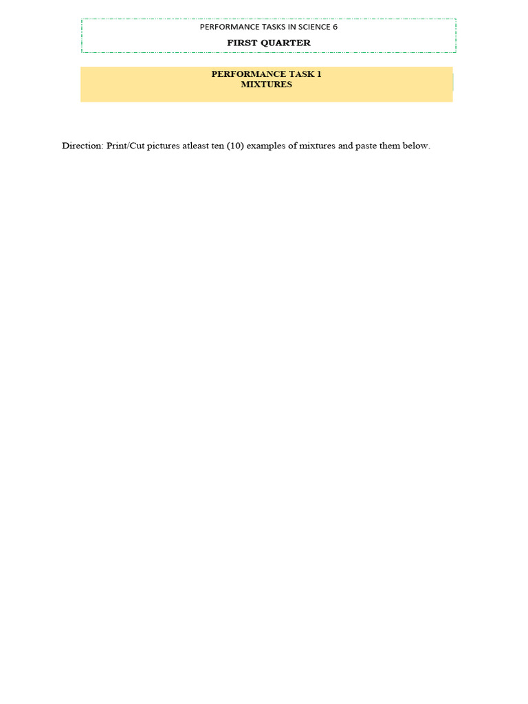 Obj. 9 - Performance-task-quarter-1-SCIENCE-6 | PDF | Mixture ...