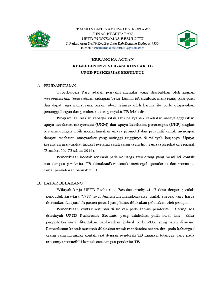 Kak. Investigasi Kontak TB | PDF