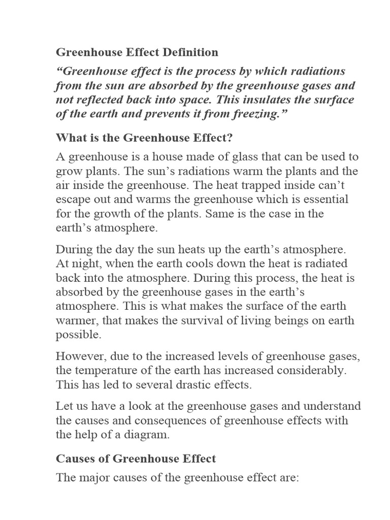Greenhouse Effect Definition Pdf