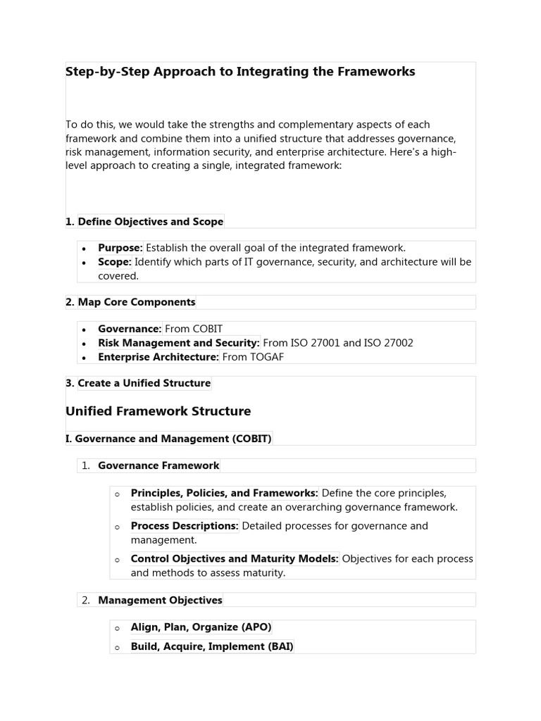 Step-by-Step Approach To Integrating The Frameworks | PDF | Information ...