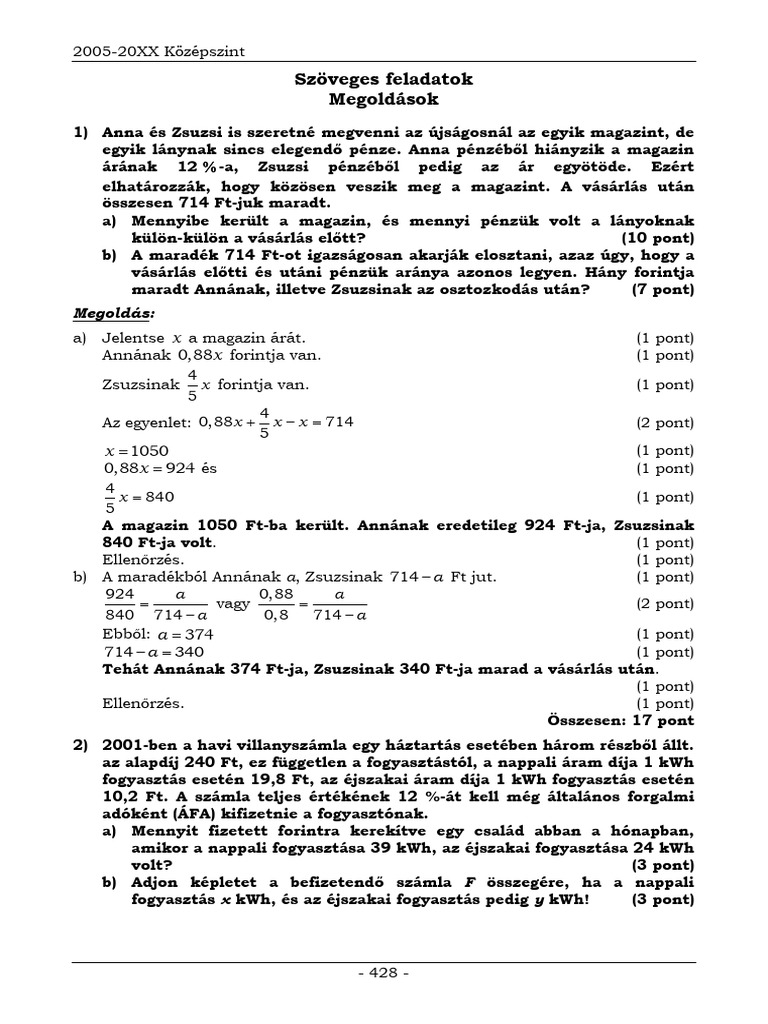 Szöveges Feladatok - Mo | PDF