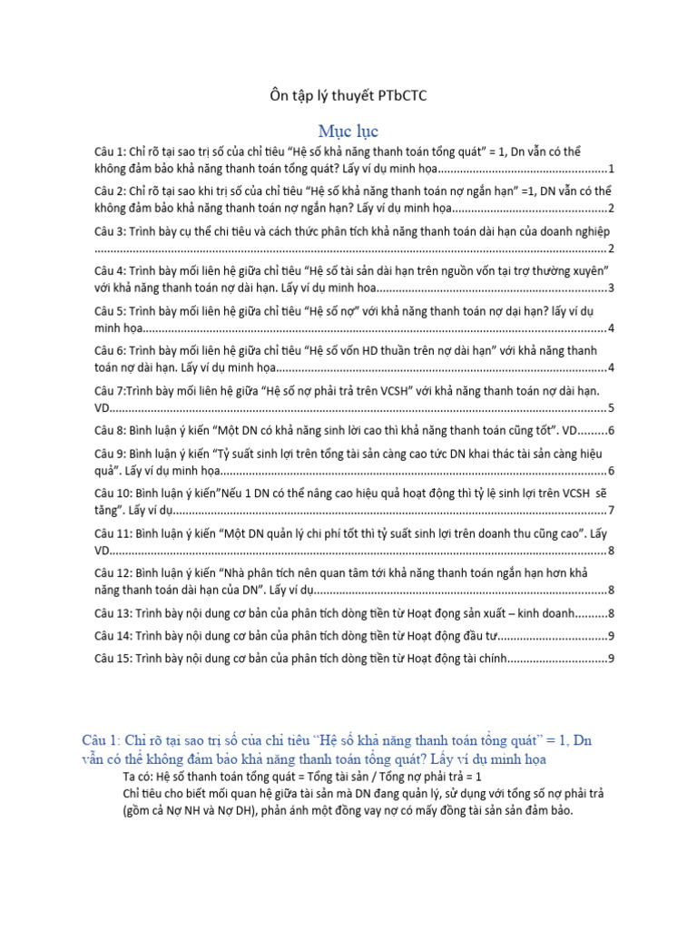 Ôn tập lý thuyết PTBCTC | PDF