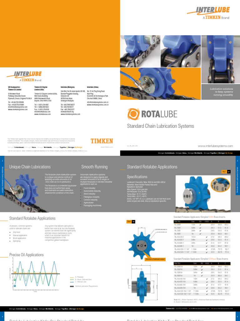 Timken INTERLUBE - ROTALUBE Chain Lubrication | PDF | Pump | Viscosity