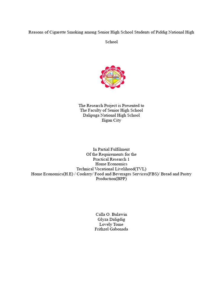 GROUP 4 Mini Research Titanium | PDF | Tobacco Smoking | Addiction