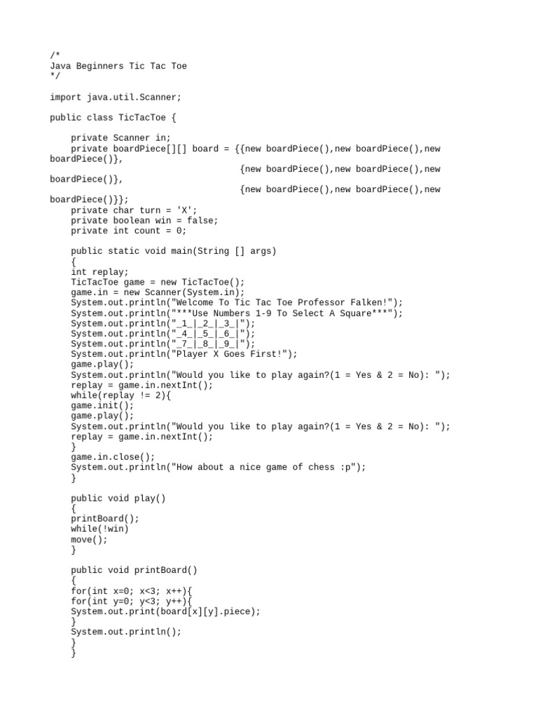 Tic Tac Toe | Download Free PDF | Computing | Computer Science