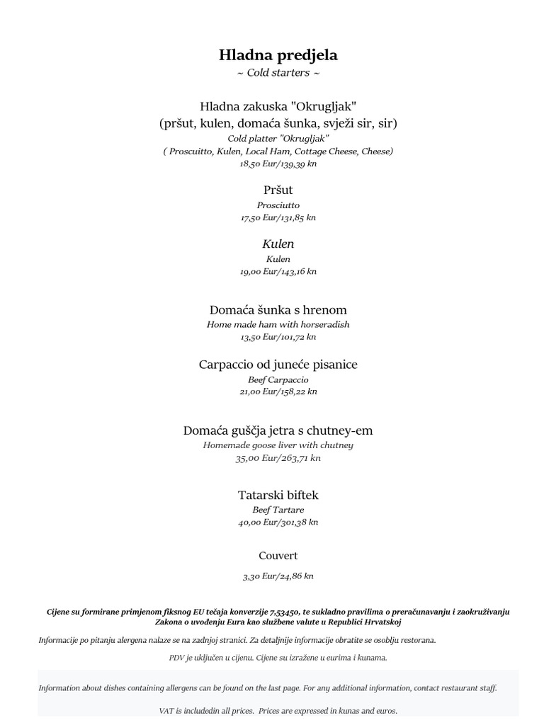 Glavni Jelovnik | PDF