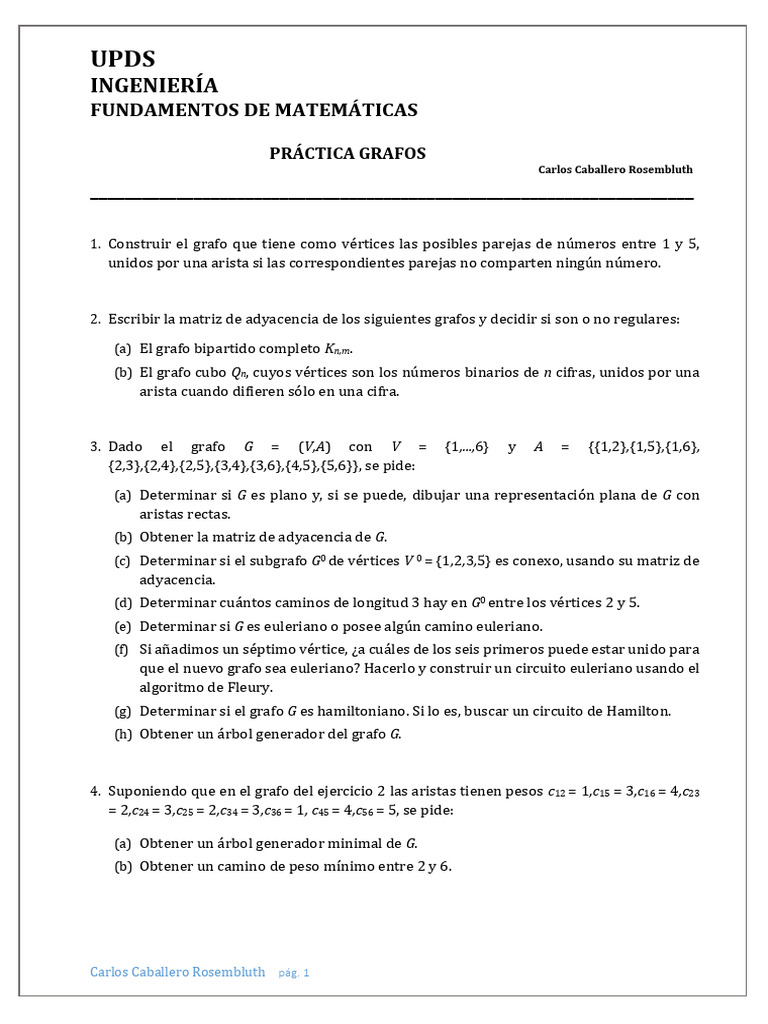 Practica Grafos | PDF | Teoría de grafos | Matemáticas