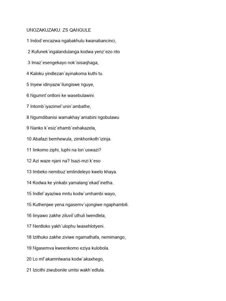 UNOZAKUZAKU - Docx UMBONGO | PDF