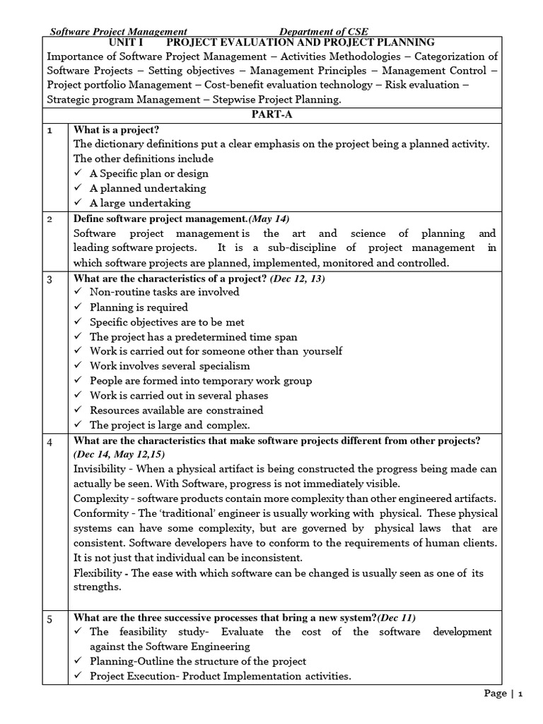 Unit 1 Question Bank-1 | PDF | Net Present Value | Project Management