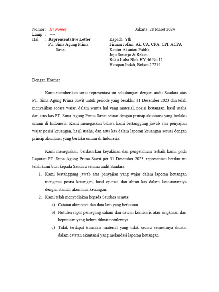 Representative Letter | PDF