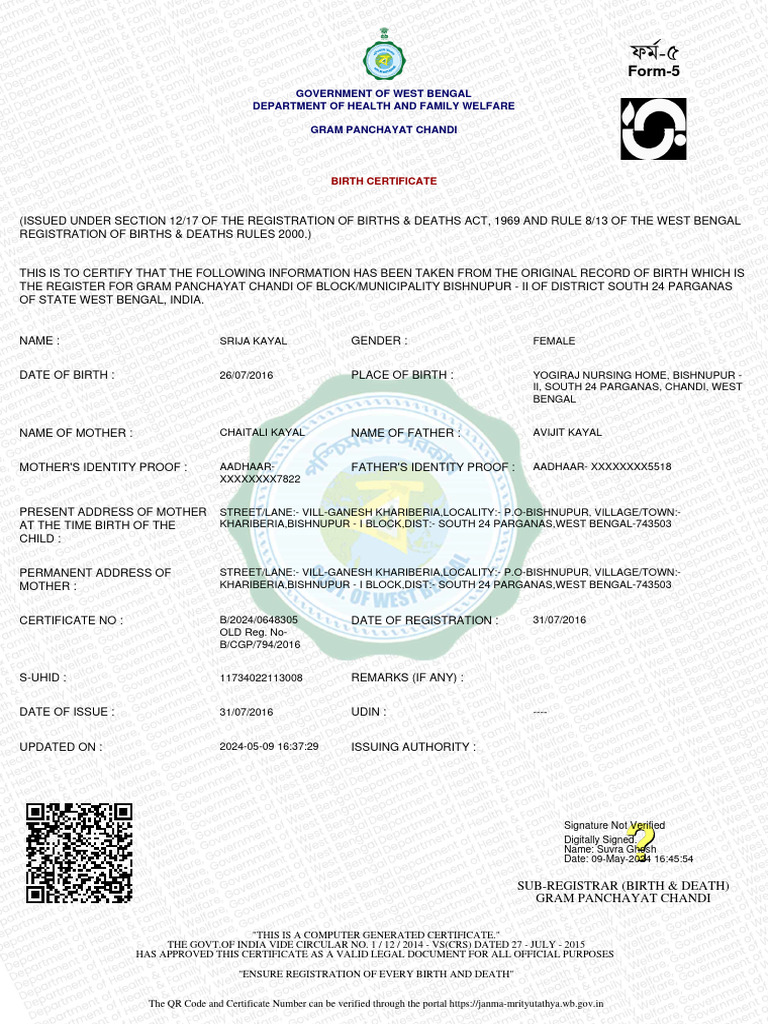 SignedBirthCertificate 10239092 890 | PDF | Birth Certificate | Government And Personhood