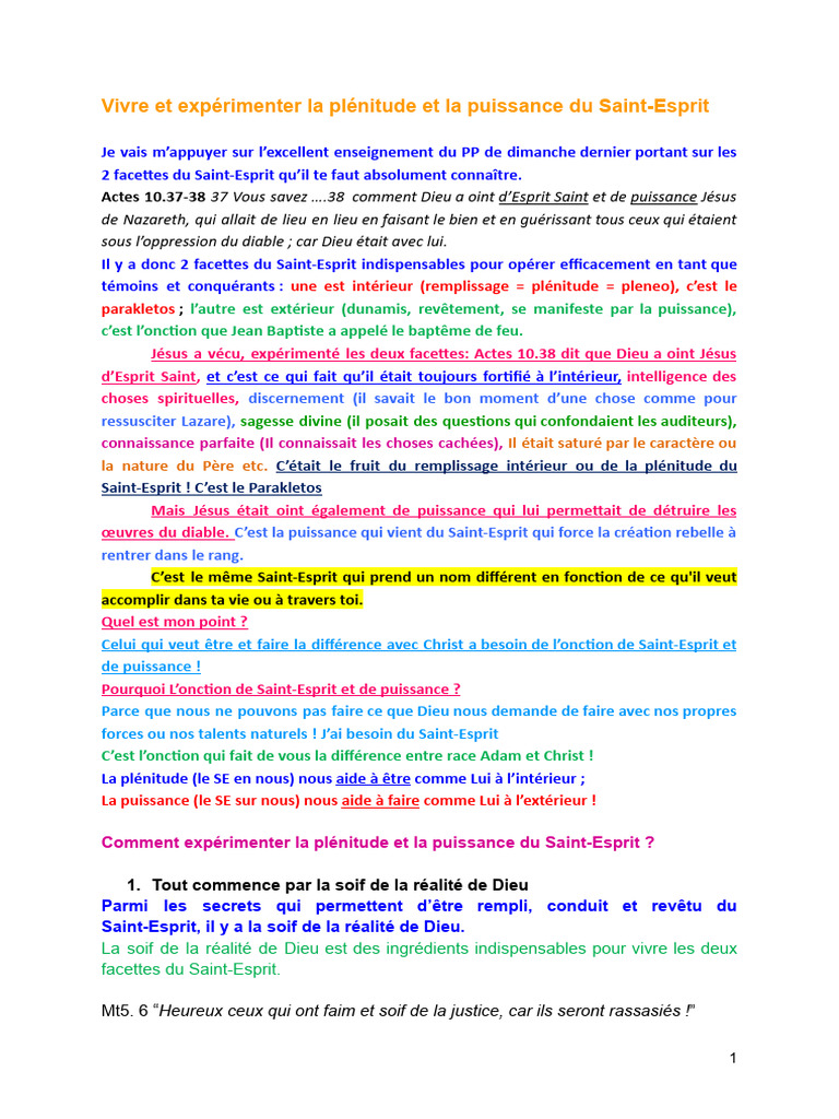 Plénitude et Puissance du Saint-Esprit | PDF | Saint-Esprit | Dieu