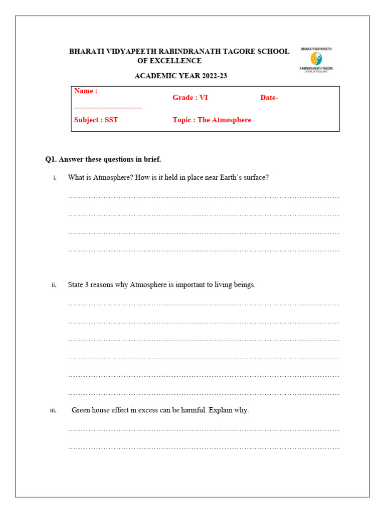 Worksheet_1_The_Atmosphere_Answer_Key_ | PDF | Atmosphere Of Earth ...