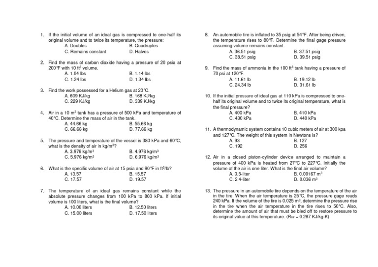 Ideal Gas Problems | PDF | Pressure | Gases