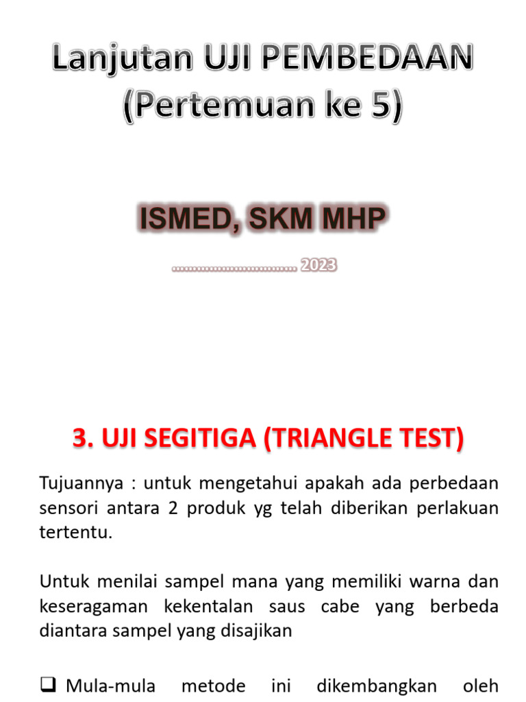 Uji Pembedaan Uji Setiga Triangle Test Pdf