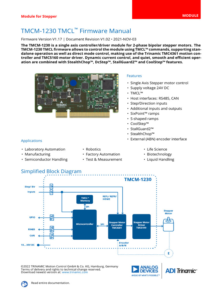 TMCM-1230-TMCL Firmware Manual fw1.17 Rev1.02 | PDF | Electric Motor | Booting