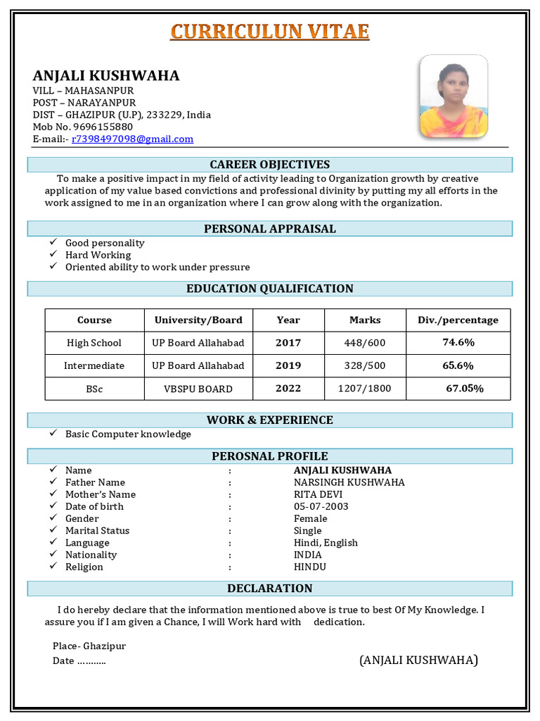 Anjali Kushwaha Resume | PDF
