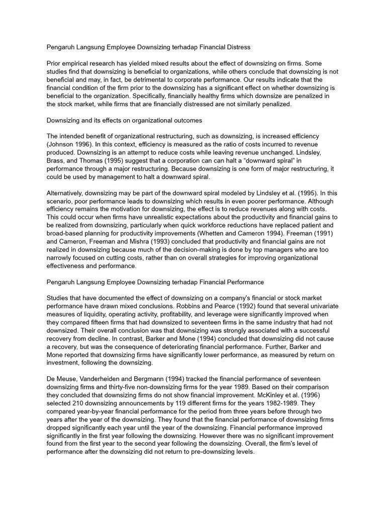 Impact of Employee Downsizing on Financial Distress | PDF | Layoff ...