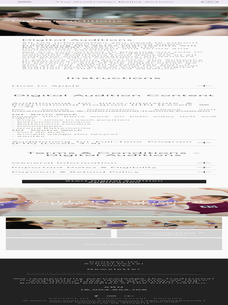 ABS Digital Auditions - The Australian Ballet School ABN 18004852108 CRICOS Provider Code 00253A ...