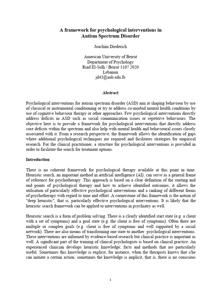Framework for Autism Intervention Strategies | PDF | Autism Spectrum ...
