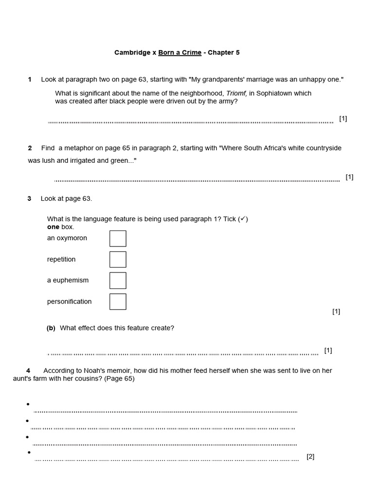 Insights from Born a Crime: Chapter 5 | PDF