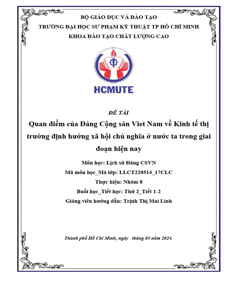Tiểu luận nhóm 8 Lịch sử Đảng CSVN | PDF