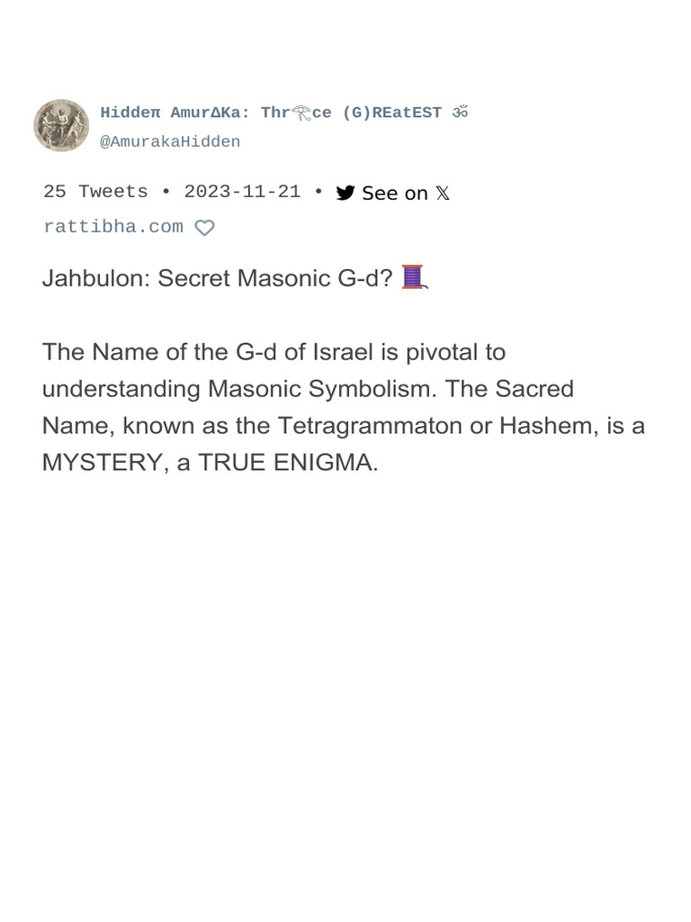 Understanding Jahbulon in Freemasonry | PDF | Names Of God In Judaism ...
