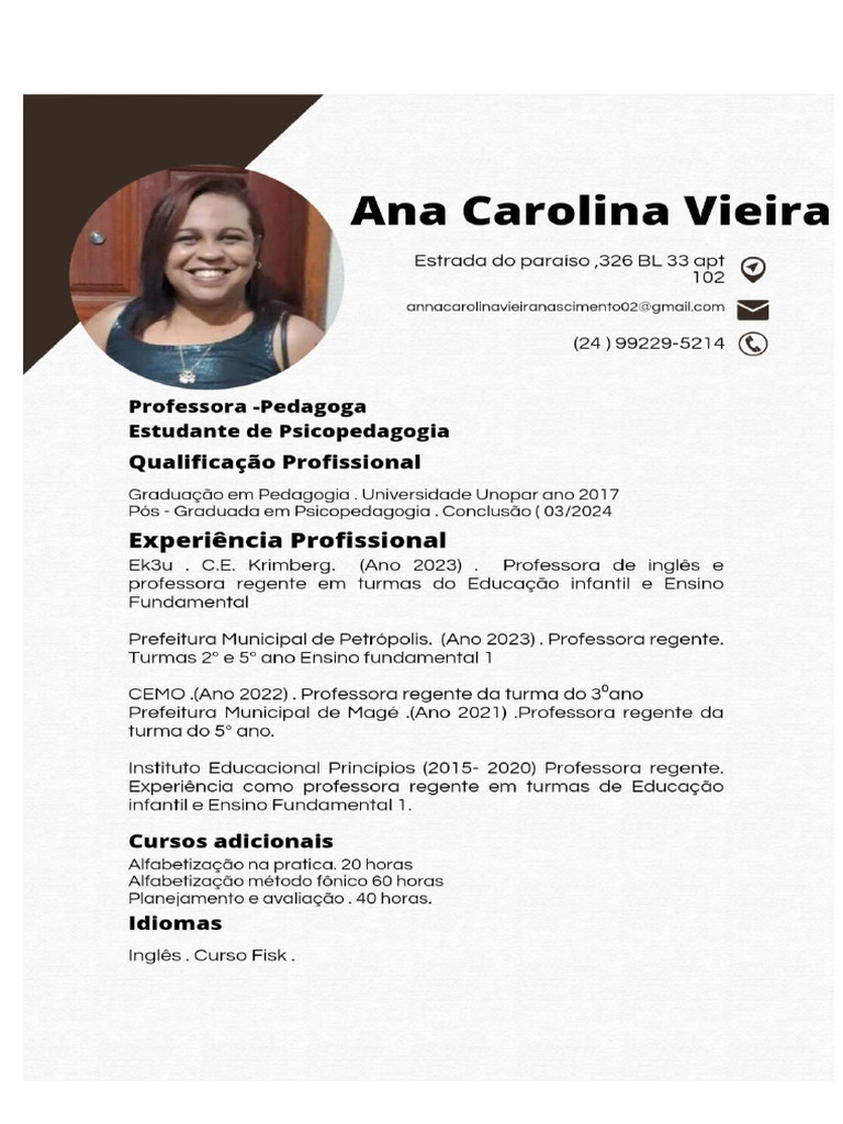 Ana Carolina Vieira Currículo 2024 | PDF