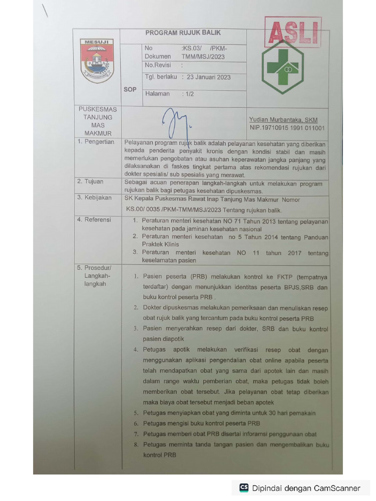 Sop Rujuk Balik | PDF
