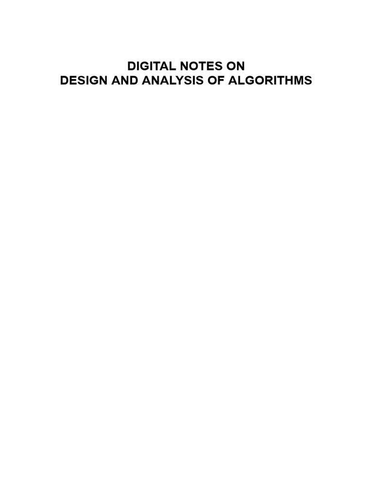 Digital Notes Daa | PDF | Algorithms | Time Complexity