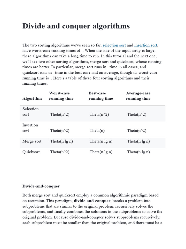 Divide and Conquer | PDF | Mathematical Optimization | Vertex (Graph Theory)