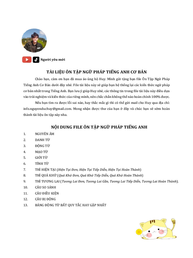 File Tai Lieu On Tap Ngu Phap Tieng Anh Co Ban | PDF