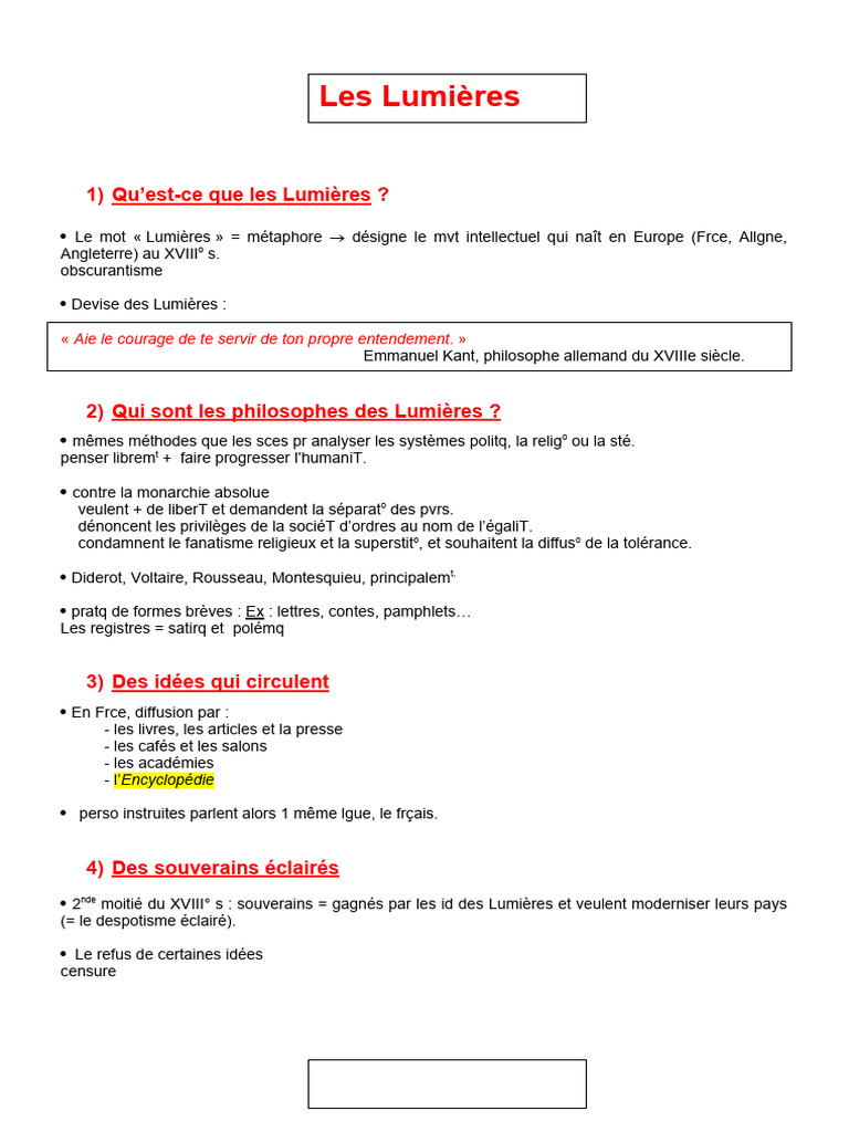 Devise des Lumières et leurs idées | PDF | Siècle des Lumières | Voltaire