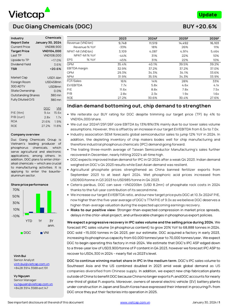 DGC 20240130 Buy | PDF | Valuation (Finance) | Price–Earnings Ratio