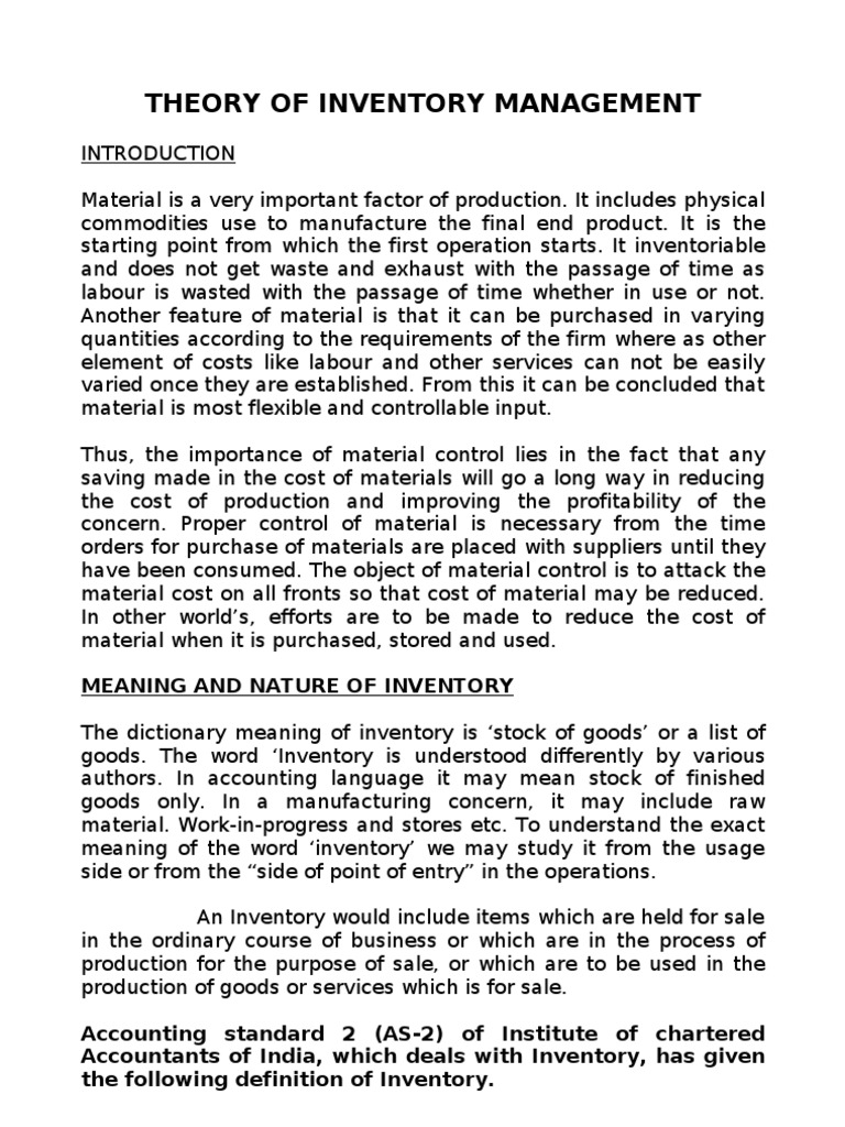 A Study On Inventory Management | PDF | Inventory | Warehouse
