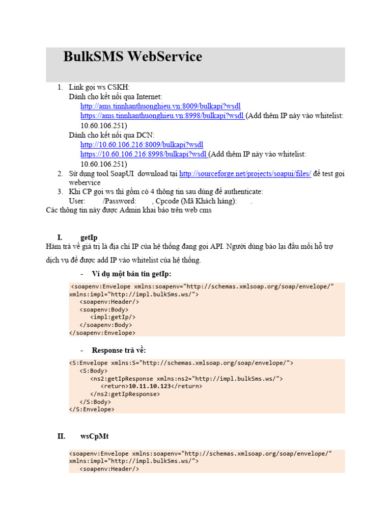 WebService CSKH Smsbrandname | PDF
