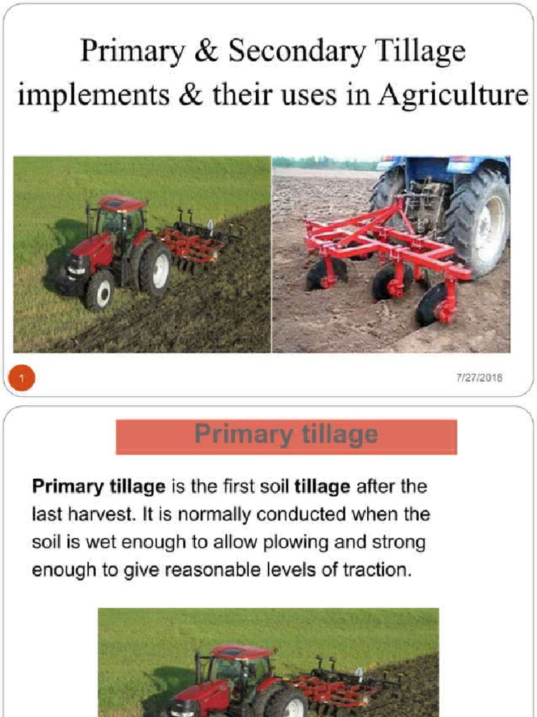 Primary Secondary Tillage Implements and Their | PDF