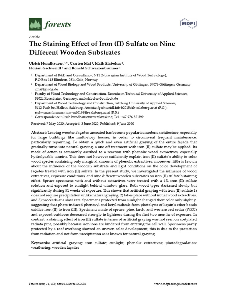 The Staining Effect of Iron II Sulfate On Nine Dif | PDF | Wood | Iron