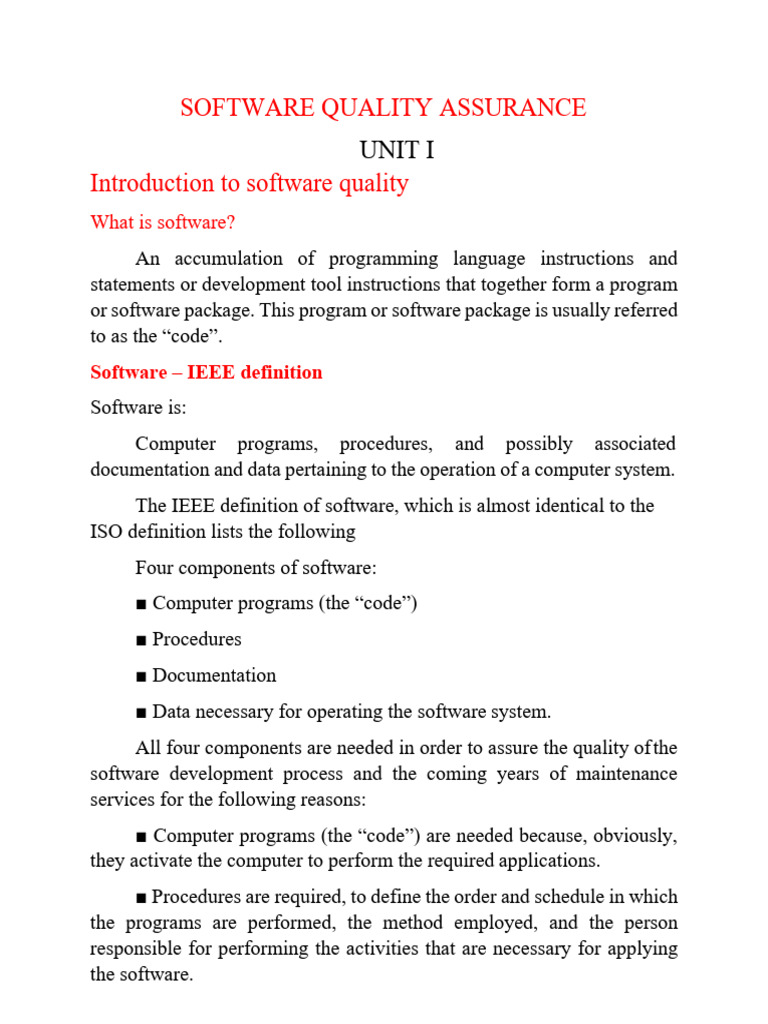 Sqa Unit-1 | PDF | Software Quality | Software Bug