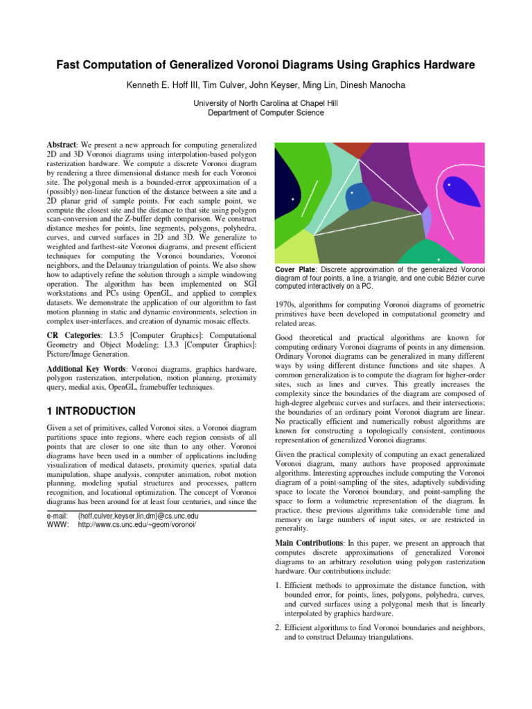Fast Computation of Generalized Voronoi Diagrams | PDF | Geometry