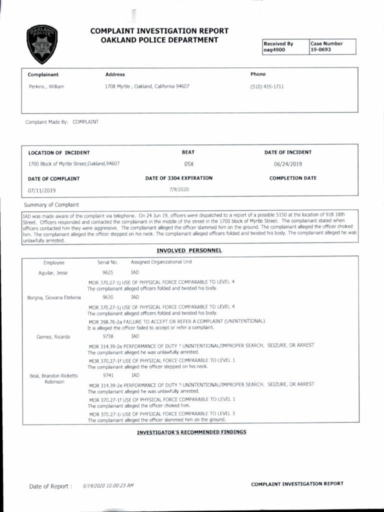 Investigative File (19-0693) | PDF